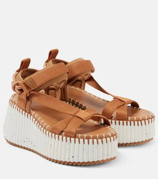Chloé Nama 80 Wedge Sandals