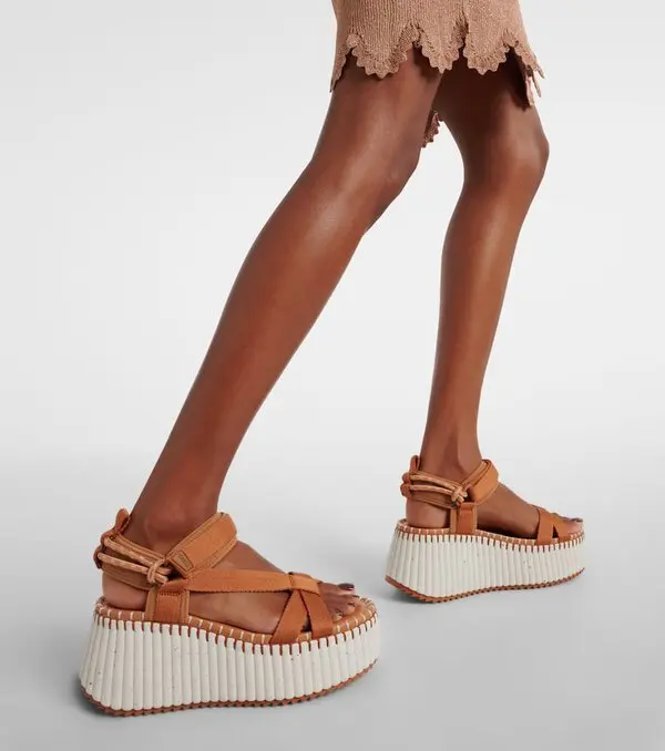 Chloé Nama 80 Wedge Sandals