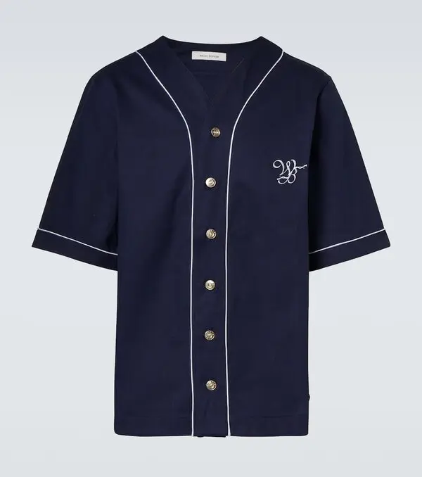WALES BONNER Freestyle Logo Cotton Drill Shirt - Blue