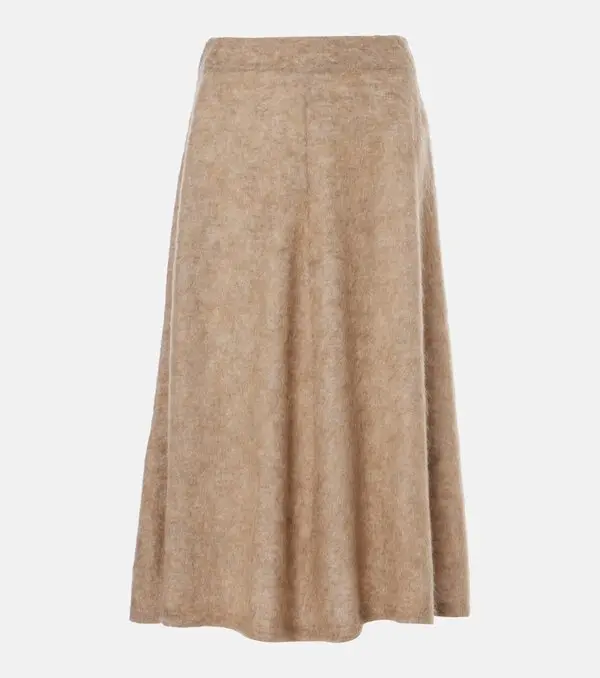 Brunello Cucinelli Wool And Cashmere-blend Midi Skirt - Brown