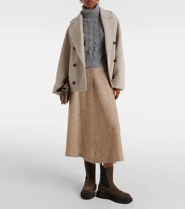 Brunello Cucinelli Wool And Cashmere-blend Midi Skirt
