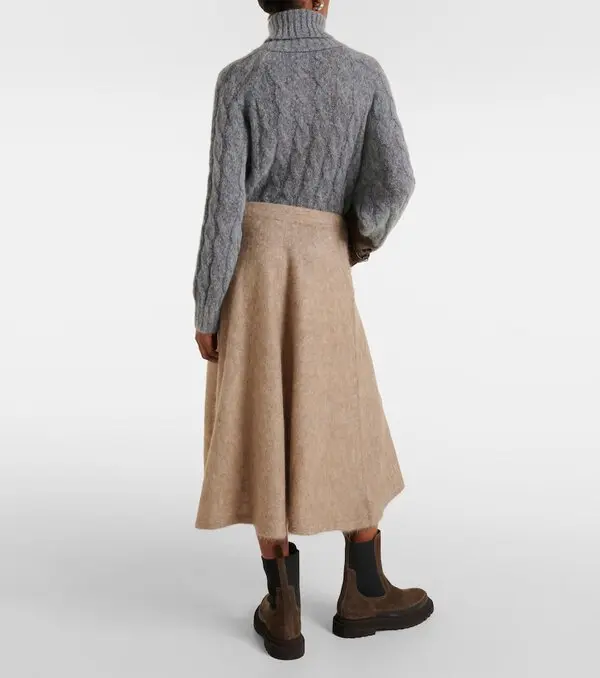 Brunello Cucinelli Wool And Cashmere-blend Midi Skirt