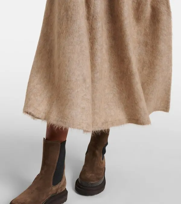Brunello Cucinelli Wool And Cashmere-blend Midi Skirt