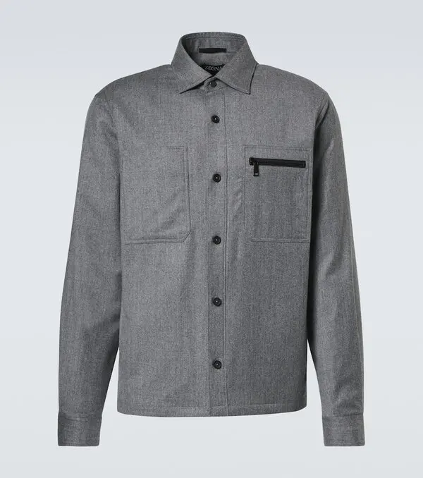Zegna Padded Wool Mélange Overshirt - Grey