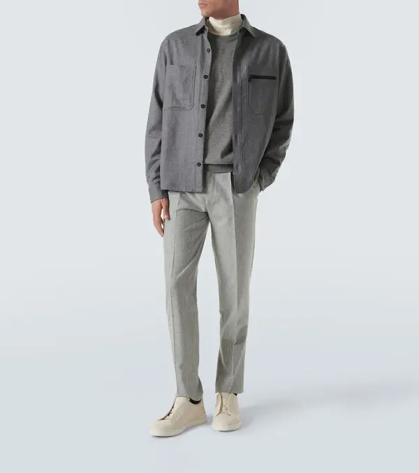 Zegna Padded Wool Mélange Overshirt - Grey