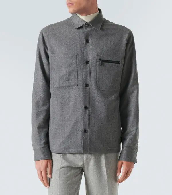 Zegna Padded Wool Mélange Overshirt - Grey