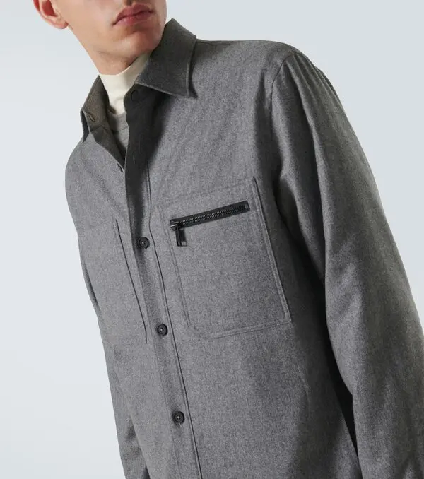 Zegna Padded Wool Mélange Overshirt - Grey