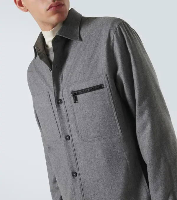 Zegna Padded Wool Mélange Overshirt - Grey