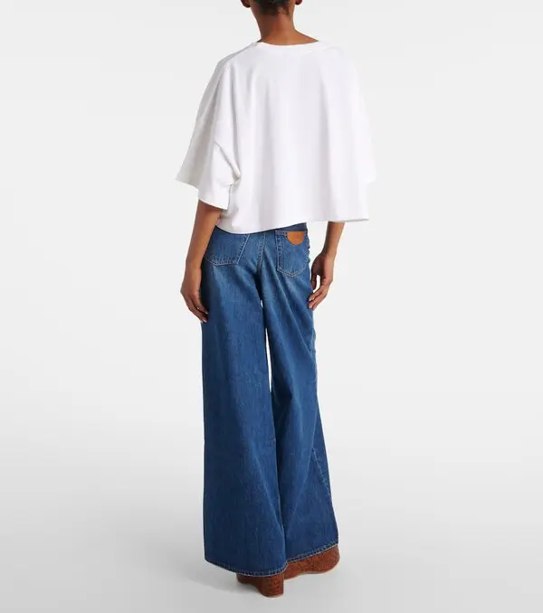 Chloé Logo Cropped Cotton T-shirt - White