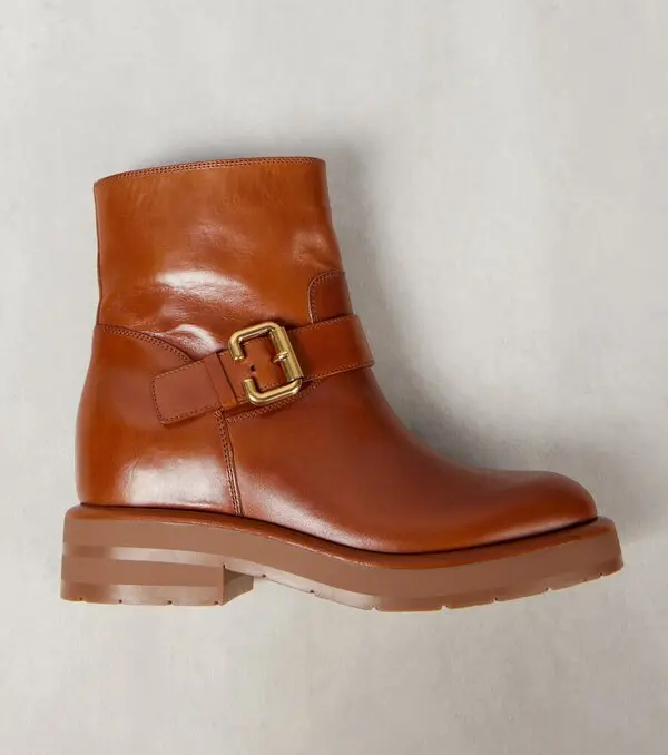 Chloé Coddington Leather Biker Boots - Brown