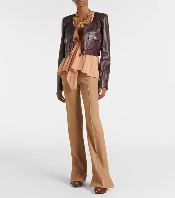 Chloé Judith Studded Leather Clogs - Brown