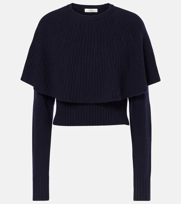 Chloé Caped Wool And Cashmere Top