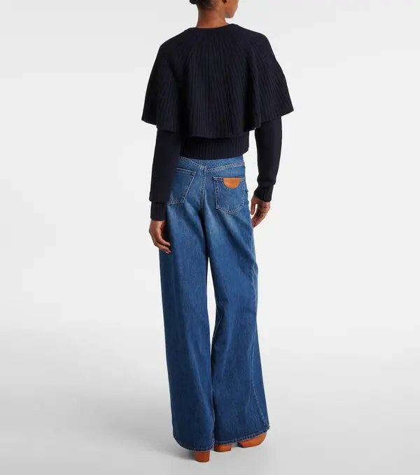 Chloé Caped Wool And Cashmere Top