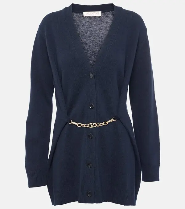 Valentino Garavani Chain-detail Virgin Wool Cardigan