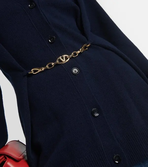 Valentino Garavani Chain-detail Virgin Wool Cardigan