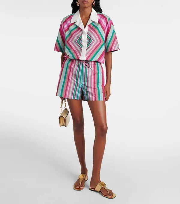 Valentino Garavani Striped Cotton Poplin Shorts