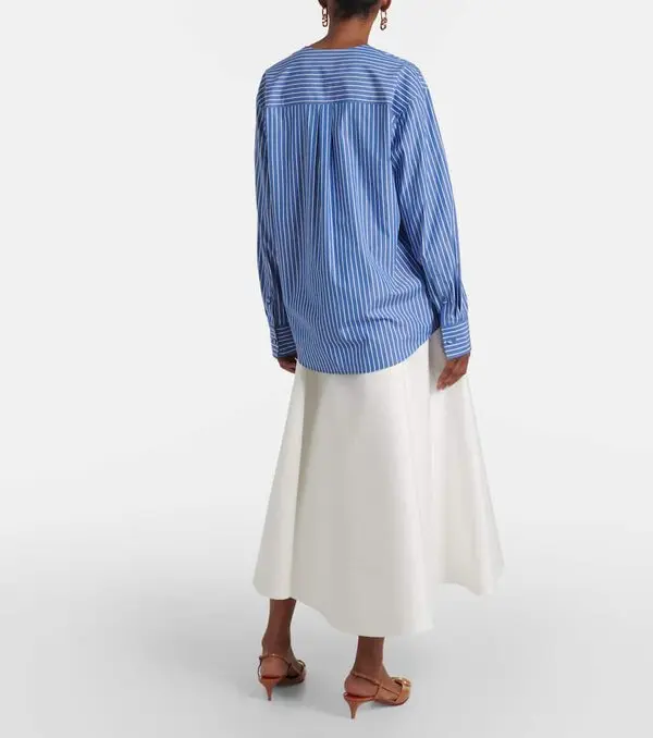 Valentino Garavani Vgold Striped Cotton Poplin Blouse