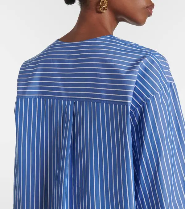 Valentino Garavani Vgold Striped Cotton Poplin Blouse