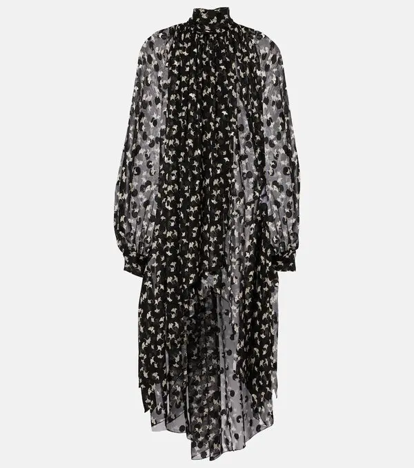 Chloé Floral Silk Chiffon Midi Dress - Black