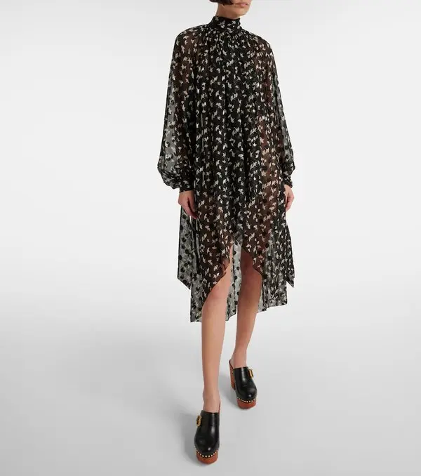 Chloé Floral Silk Chiffon Midi Dress