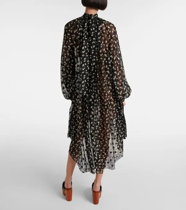 Chloé Floral Silk Chiffon Midi Dress