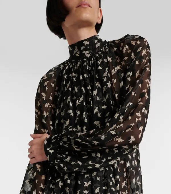 Chloé Floral Silk Chiffon Midi Dress