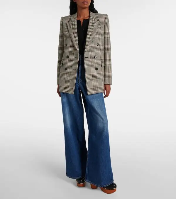 Chloé Double-breasted Checked Wool Blazer