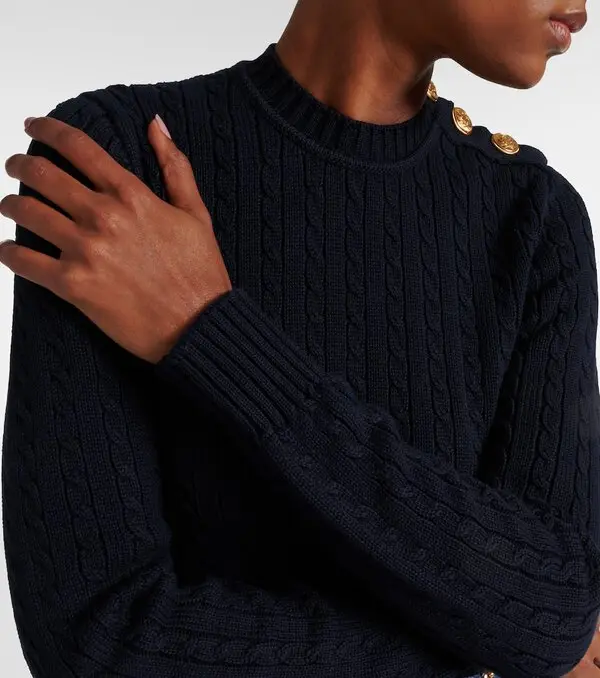 Chloé Cropped Cable-knit Sweater - Blue