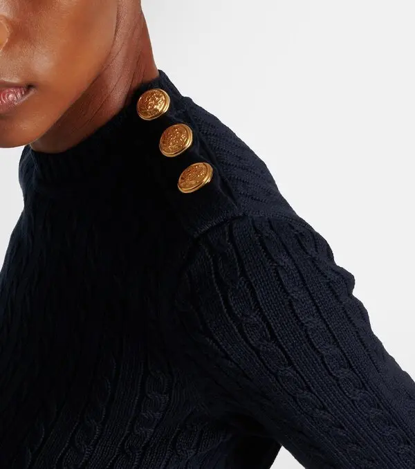 Chloé Cropped Cable-knit Sweater - Blue