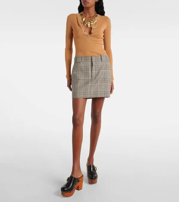 Chloé Checked Wool Miniskirt