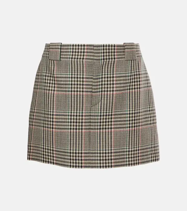 Chloé Checked Wool Miniskirt - Grey