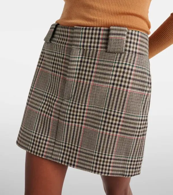 Chloé Checked Wool Miniskirt