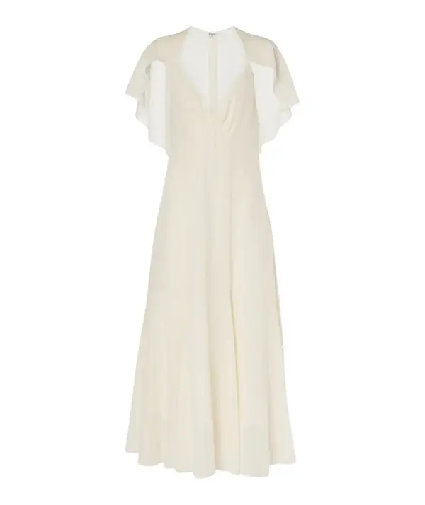 Chloé Silk Chiffon Midi Dress - White