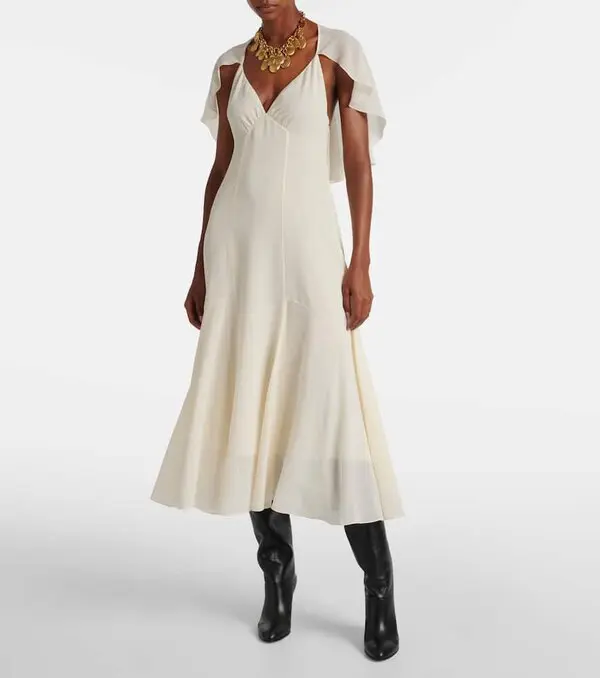 Chloé Silk Chiffon Midi Dress