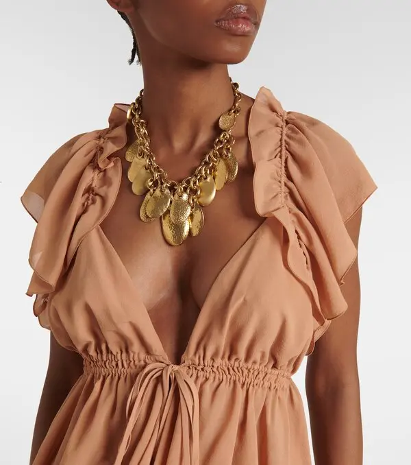 Chloé Ruffled Silk Chiffon Top - Orange