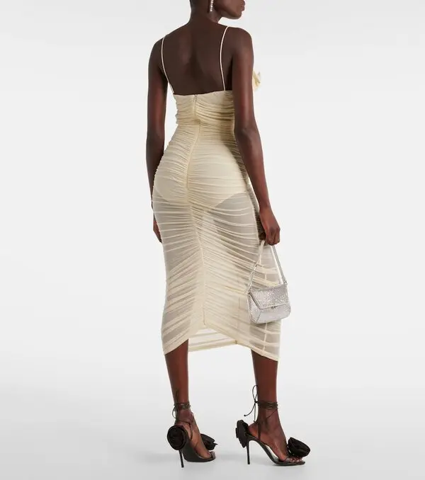 Magda Butrym Semi-sheer Ruched Jersey Midi Dress - Beige