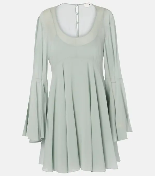 Chloé Silk Chiffon Mini Dress - Green