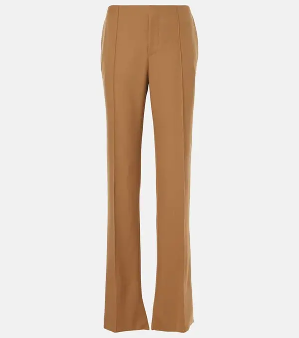 Chloé Mid-rise Straight Wool Pants - Brown