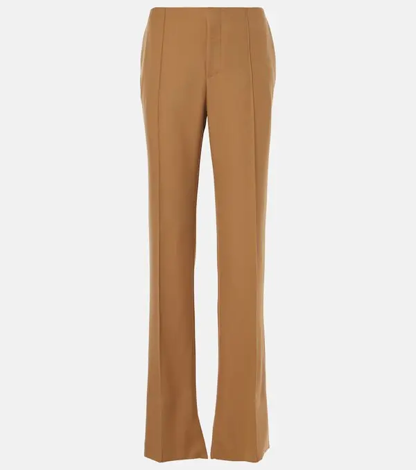Chloé Mid-rise Straight Wool Pants - Brown
