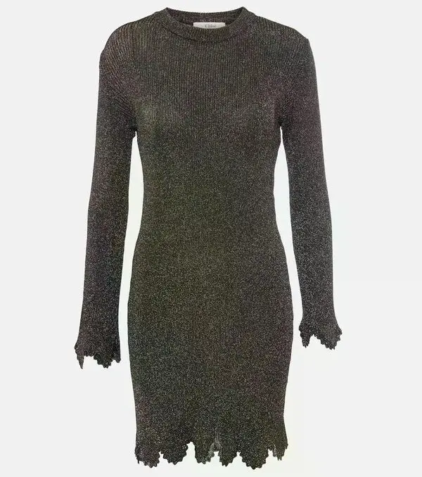 Chloé Scalloped Sweater Dress - Black