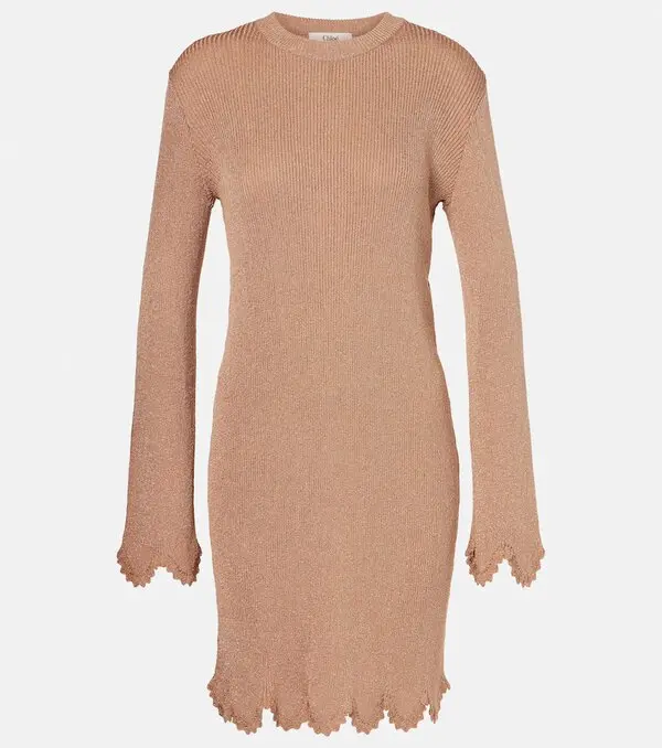 Chloé Scalloped Sweater Dress - Pink