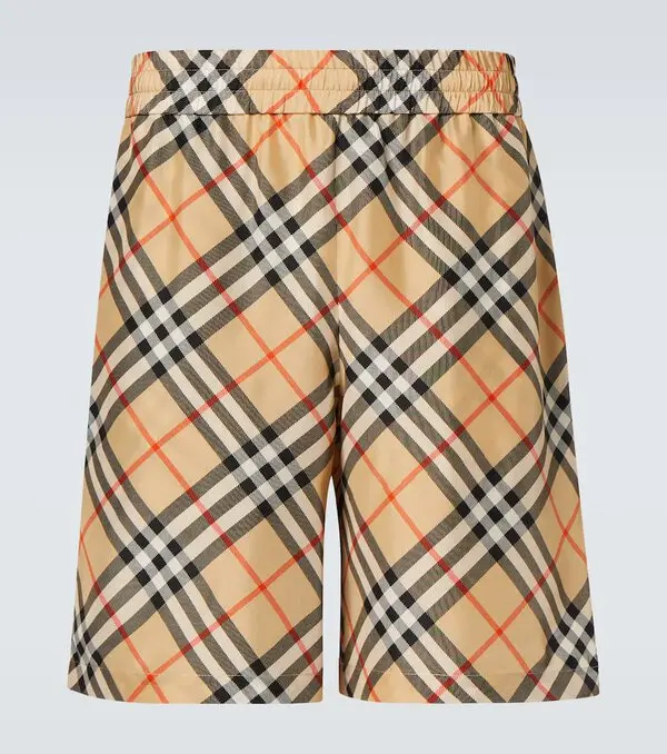 Burberry Check Silk Bermuda Shorts - Beige