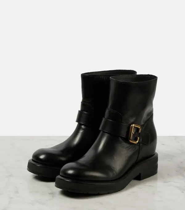 Chloé Coddington Leather Ankle Boots - Black