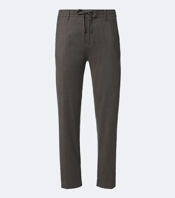 Canali Wool Straight Trousers - Beige