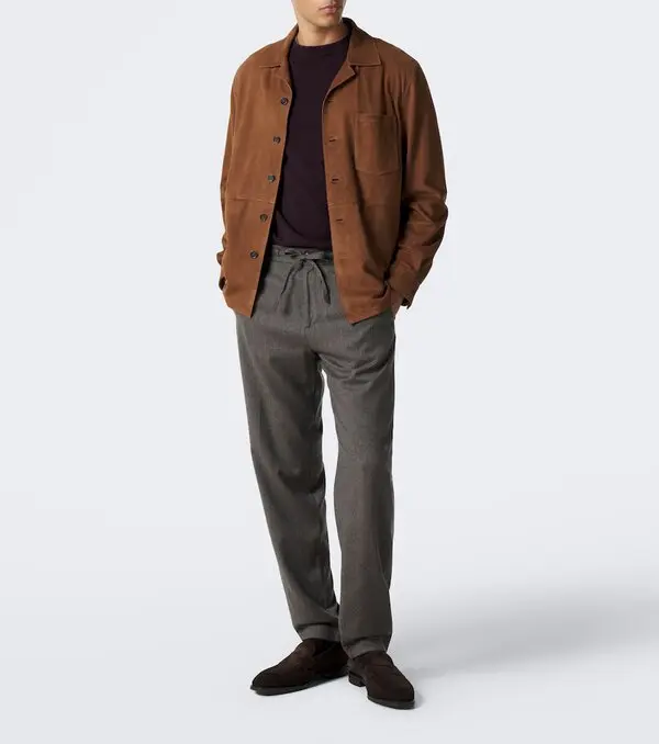 Canali Wool Straight Trousers - Beige