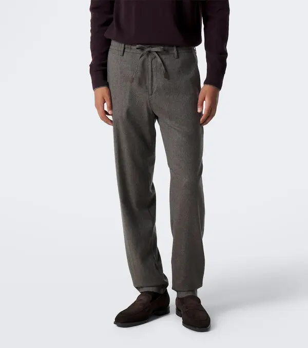 Canali Wool Straight Trousers - Beige