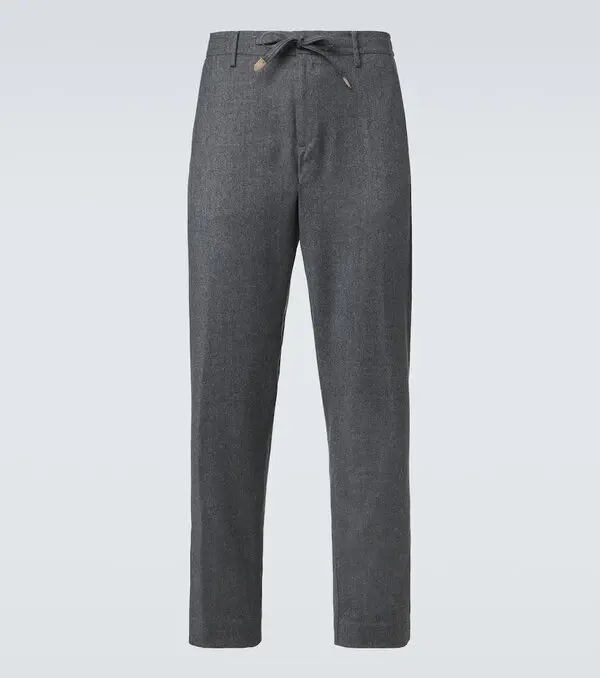 Canali Wool Straight Leg Trousers - Grey