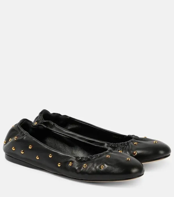 Chloé Eia Studded Leather Ballet Flats - Black