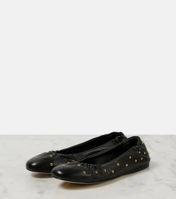 Chloé Eia Studded Leather Ballet Flats