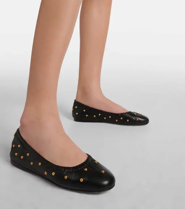 Chloé Eia Studded Leather Ballet Flats